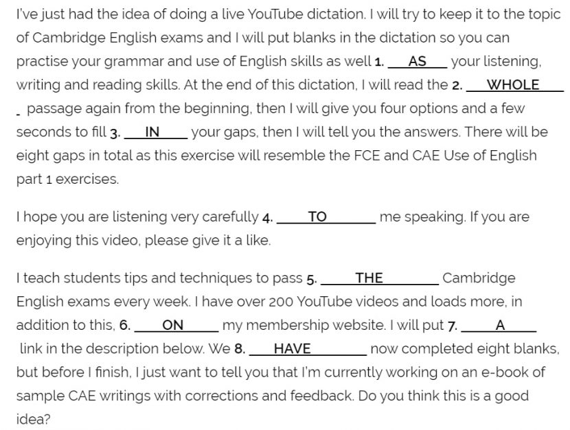 CAE Use of English Part 1 | C1 Advanced Exam